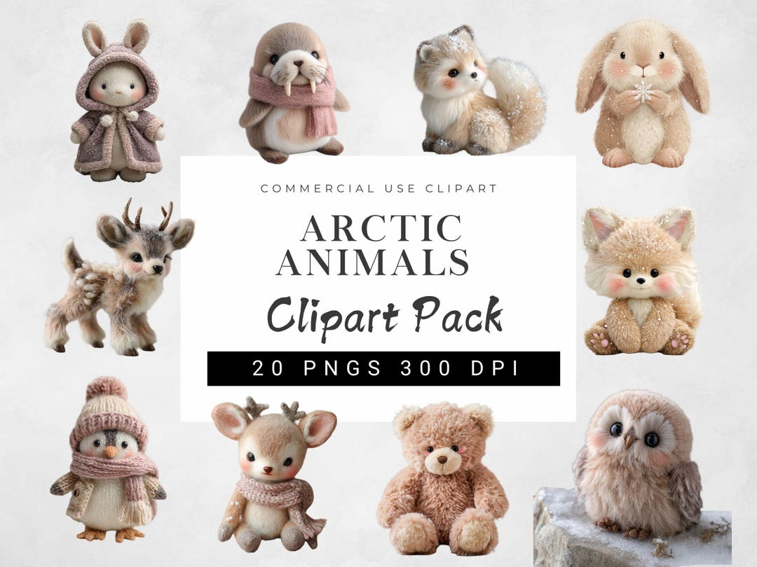 Arctic Animals PNG Clipart Set | Winter Watercolor Snow Creatures ...