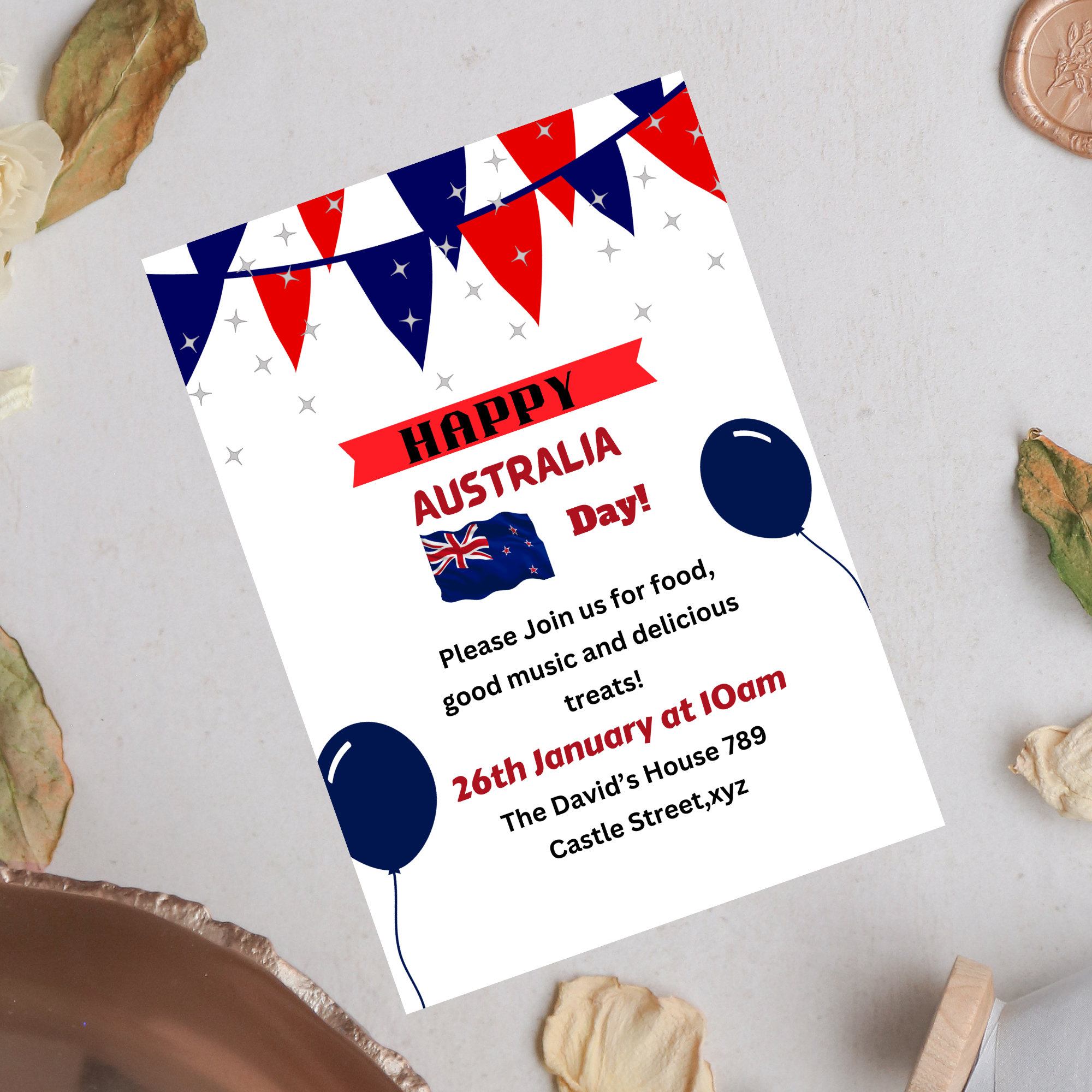 Editable Australia Day Invitation Template, Printable Australia Day ...