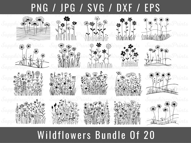 Wildflower Bouquet Svg Bundle, Little Wildflower Svg, Wild Flower Svg ...