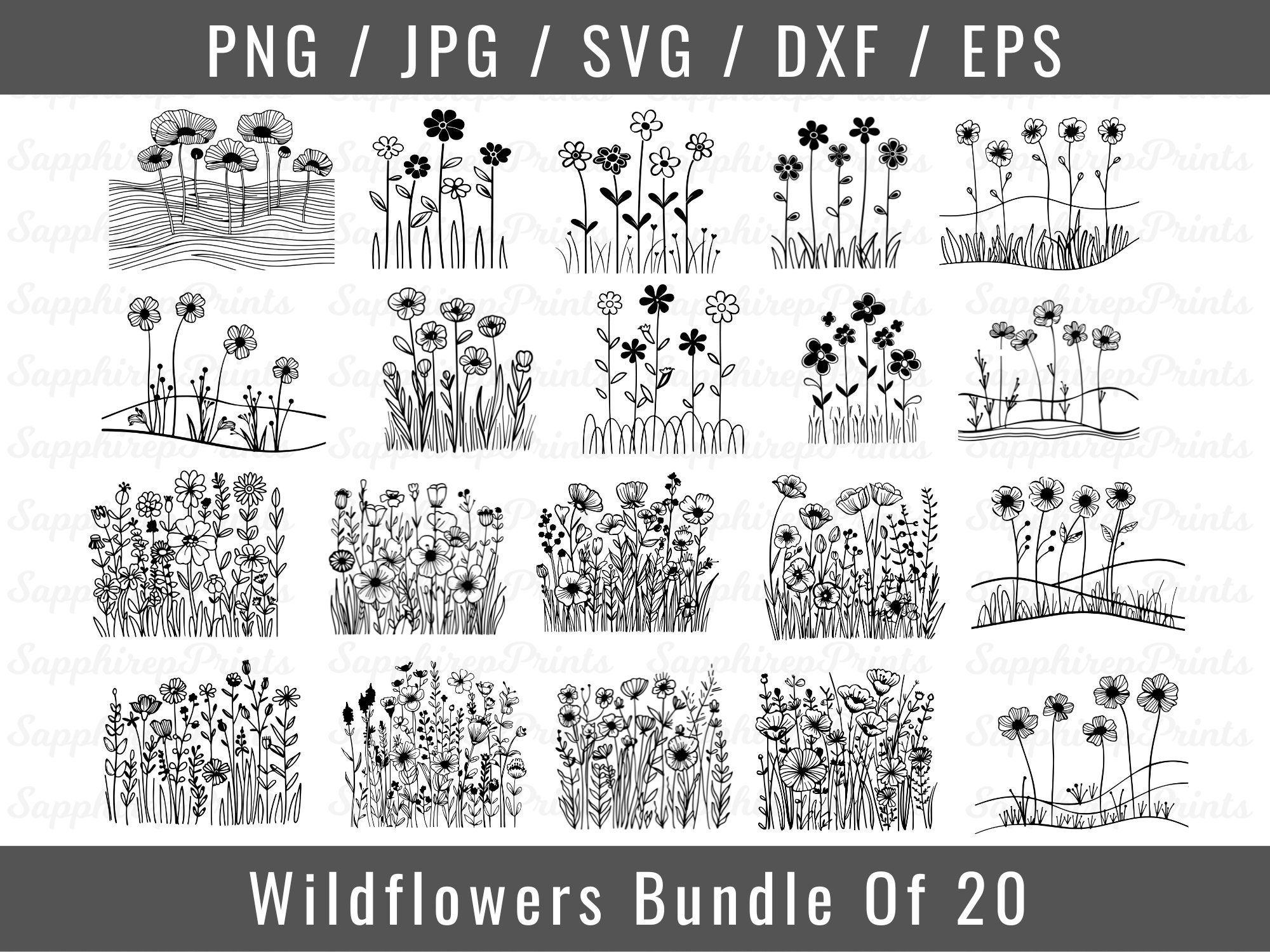 Wildflower Bouquet Svg Bundle, Little Wildflower Svg, Wild Flower Svg ...