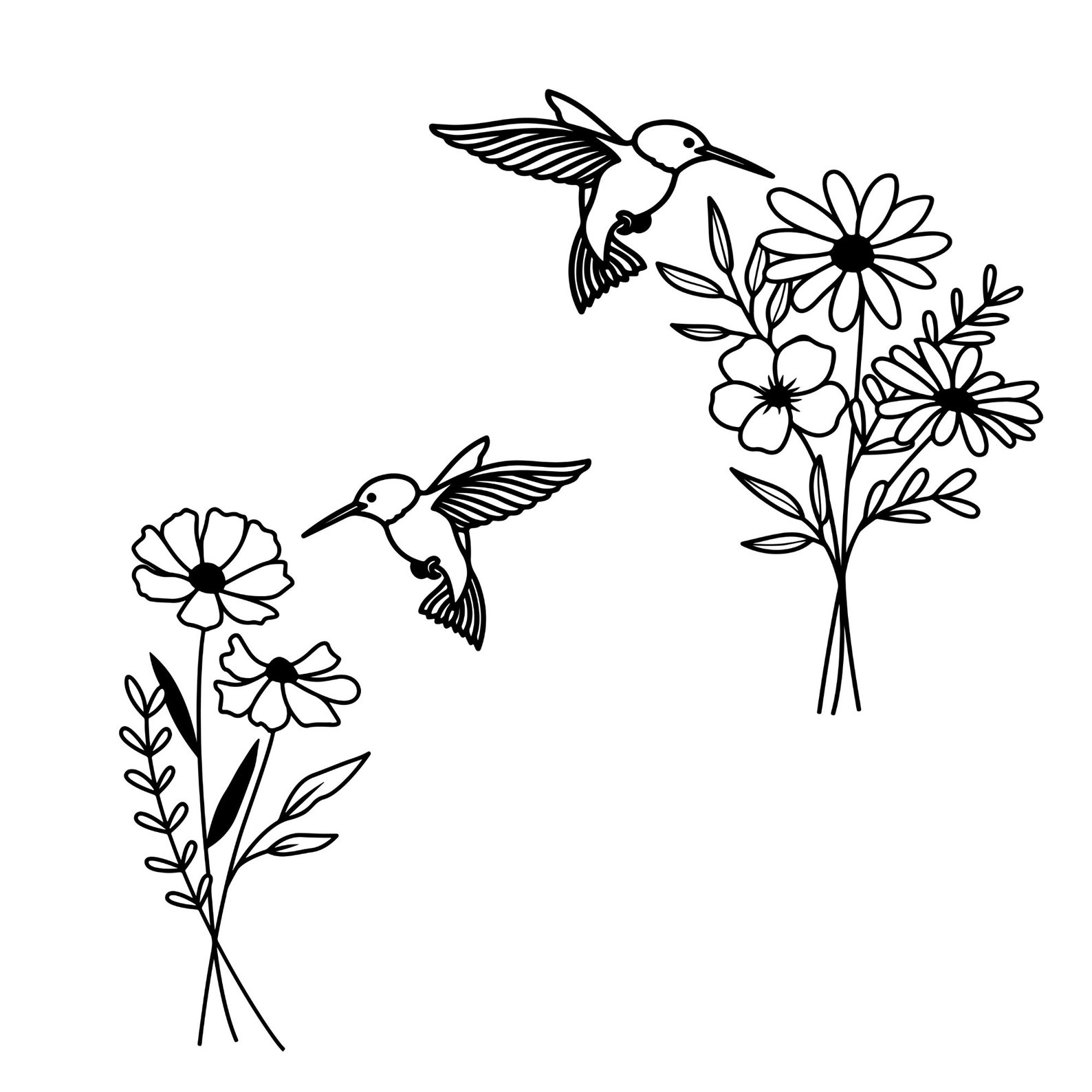 Hummingbird Flowers Svg Bundle, Hummingbird Clipart, Hummingbird Svg ...