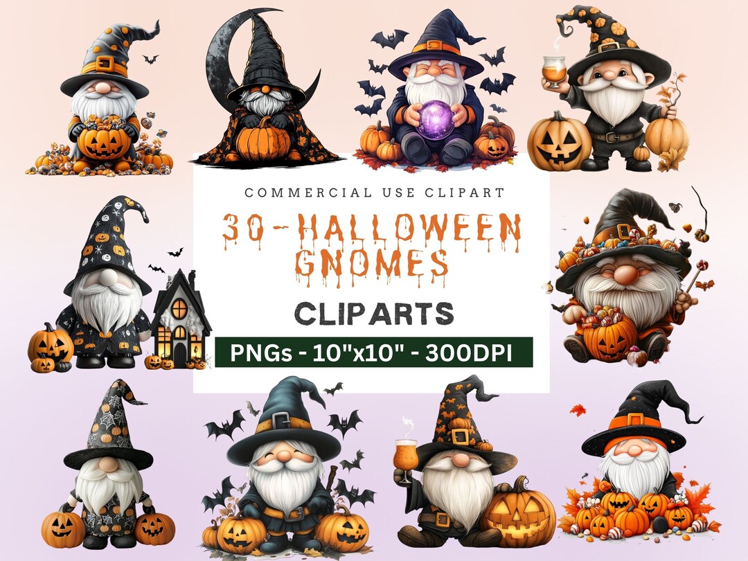Watercolor Halloween Cute Gnomes PNG, Halloween Gnome Bundle, Gnomes ...