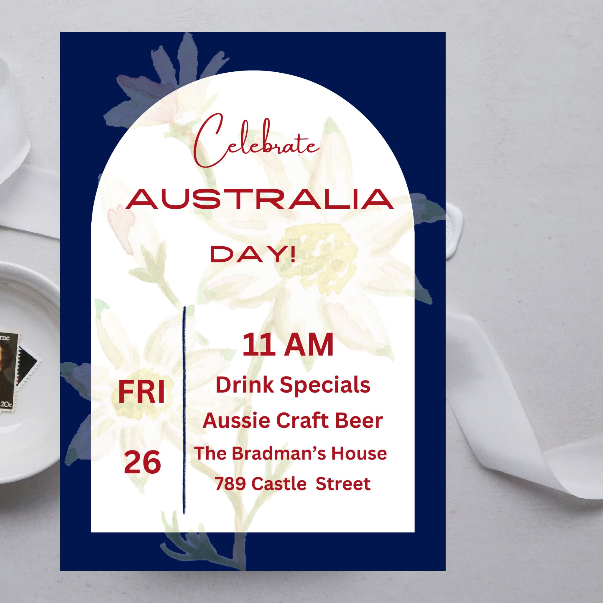 Editable Australia Day Invitation Template, Printable Australia Day ...