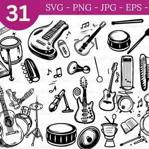 Music Instruments Svg Bundle, Guitar Svg, Music Instrument Vector Music ...