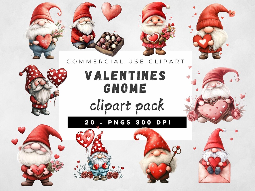 Valentines Gnome Clipart Bundle, Valentines Day Png, Valentine Gnomes ...