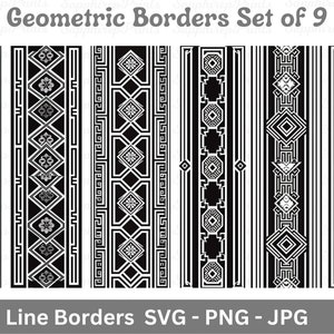 Geometric Border SVG PNG JPG, Digital Border Design, Digital Border for ...