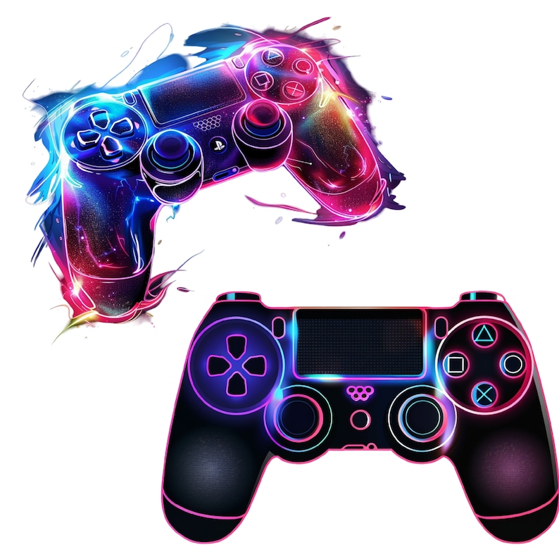 18 Game Controller Clipart, Neon Game Controller Png, Gamer Over Png ...