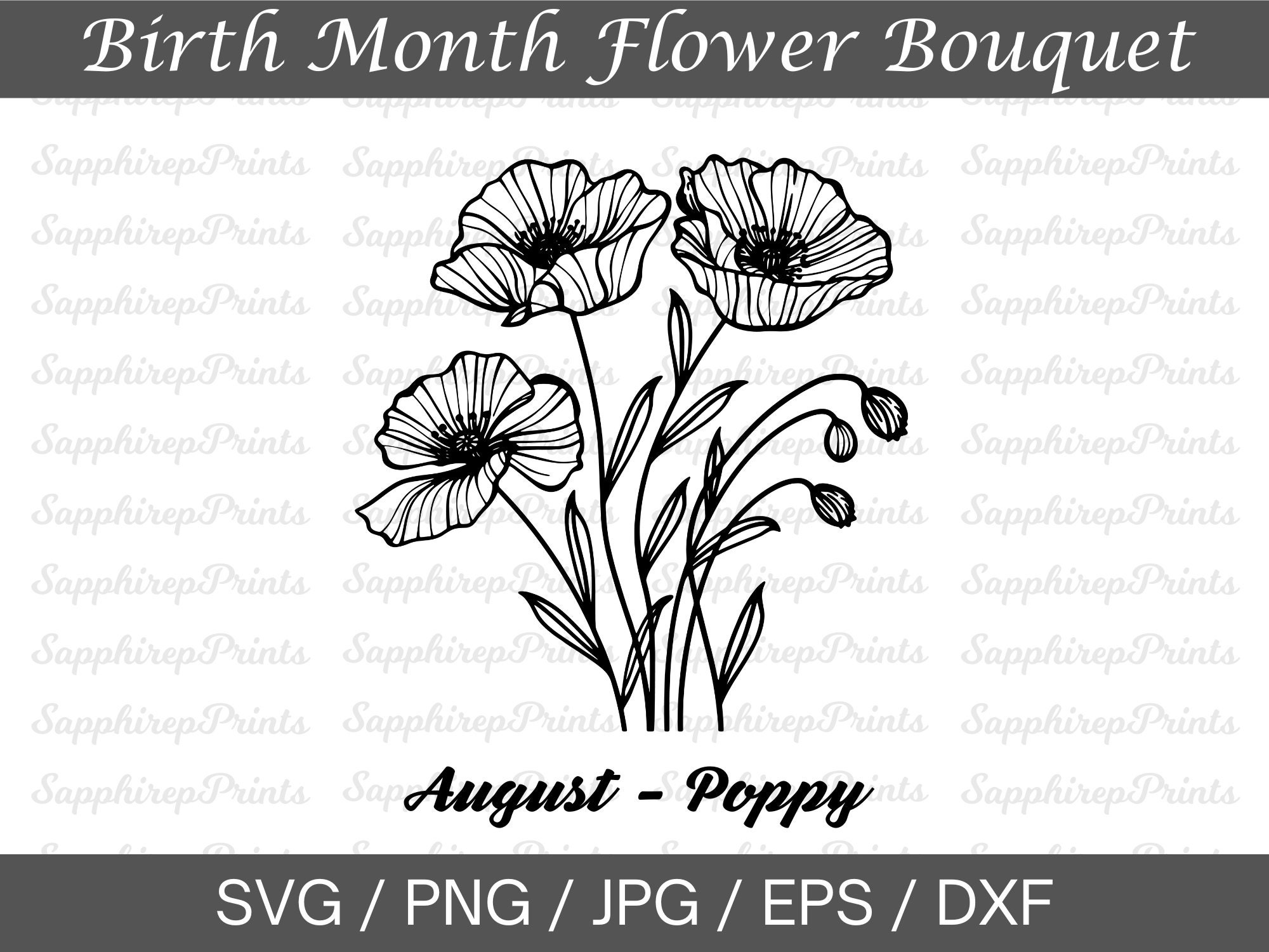 Poppy Flower Svg, Poppy Flower SVG File for August Birth Month, August ...