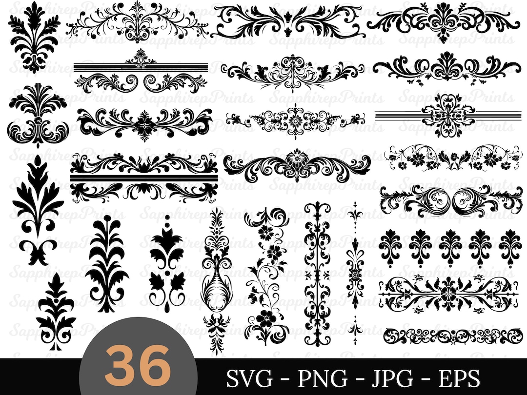 36 Decorative Elements SVG, Decorative Elements Svg Bundle, Ornaments ...