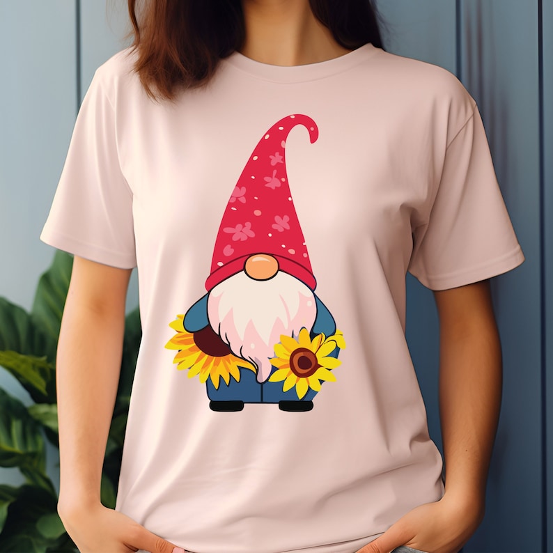 6 Sunflower Gnomes Svg Bundle, Gnomes With Sunflower Svg Bundle, Spring ...