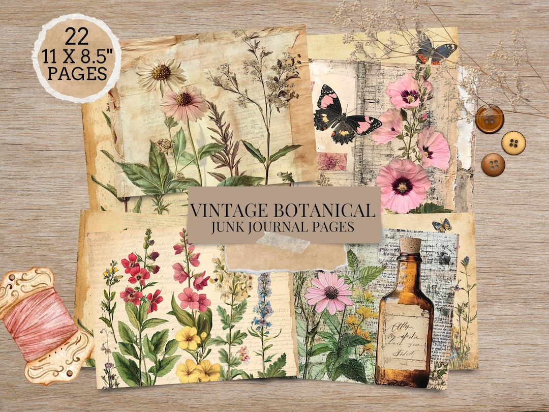 Botanical Herbs Junk Journal Pages, Botanical Ephemera, Botanical ...