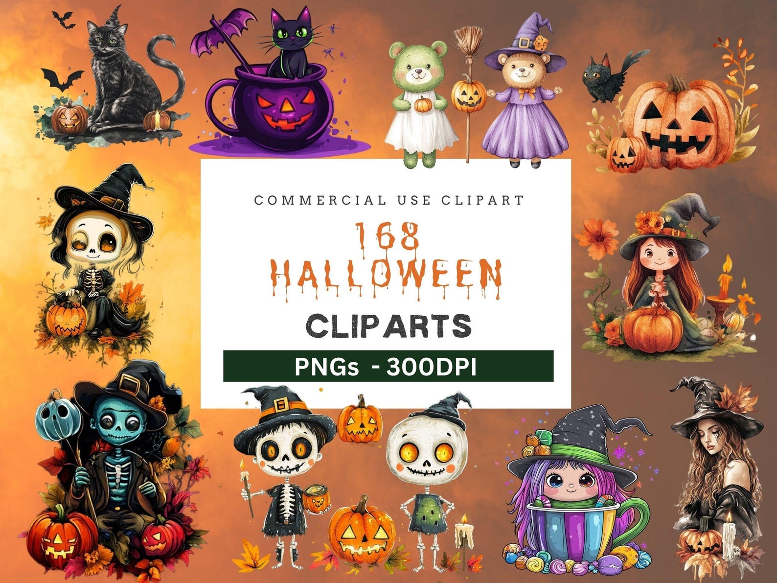 Halloween Clipart Mega Bundle, Pumpkins Clipart, Cocoa Gnomes Clipart ...