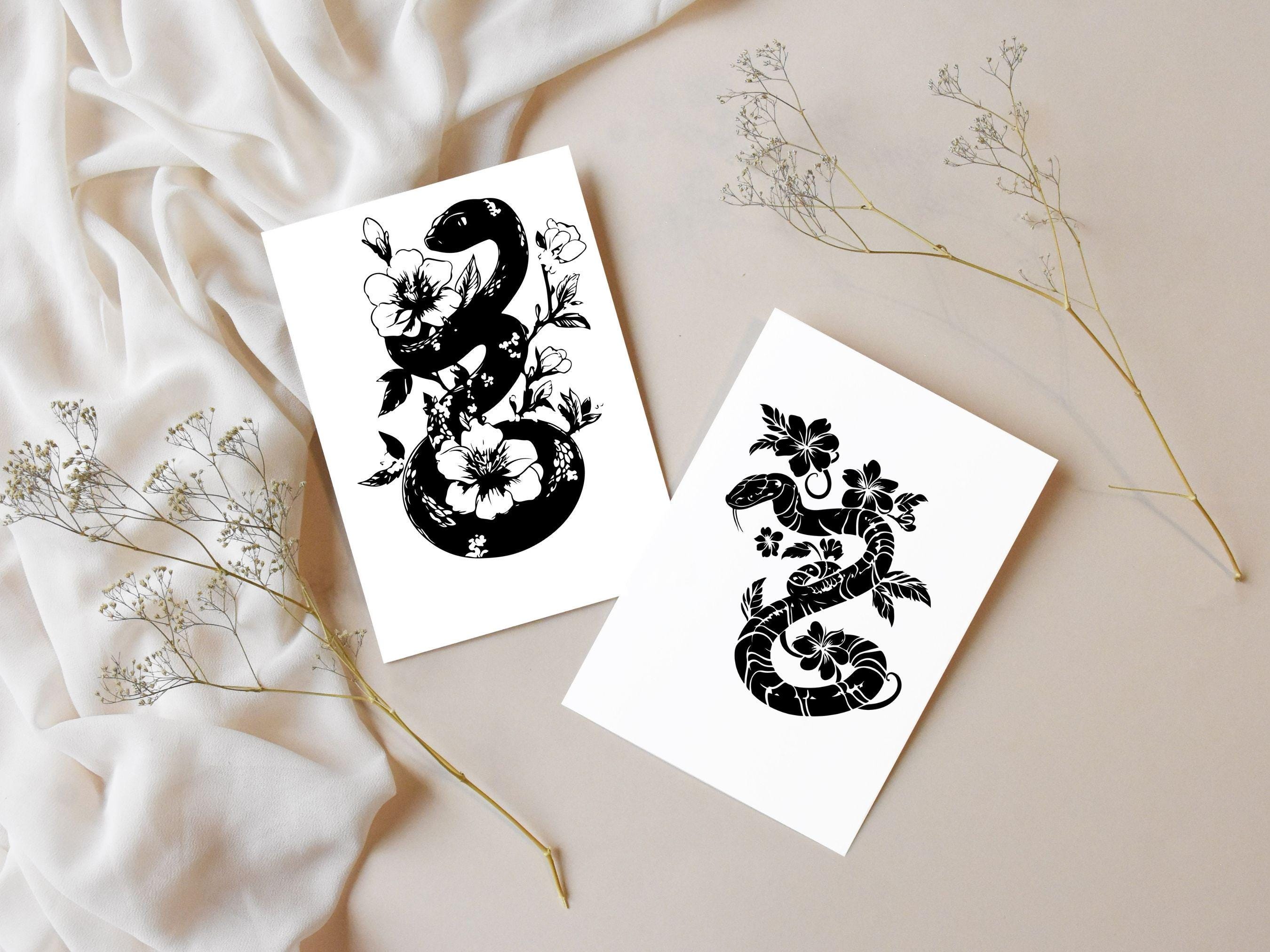 Snakes and Roses Svg, Flower Snake Svg, Snake Floral Png, Vector Snake ...