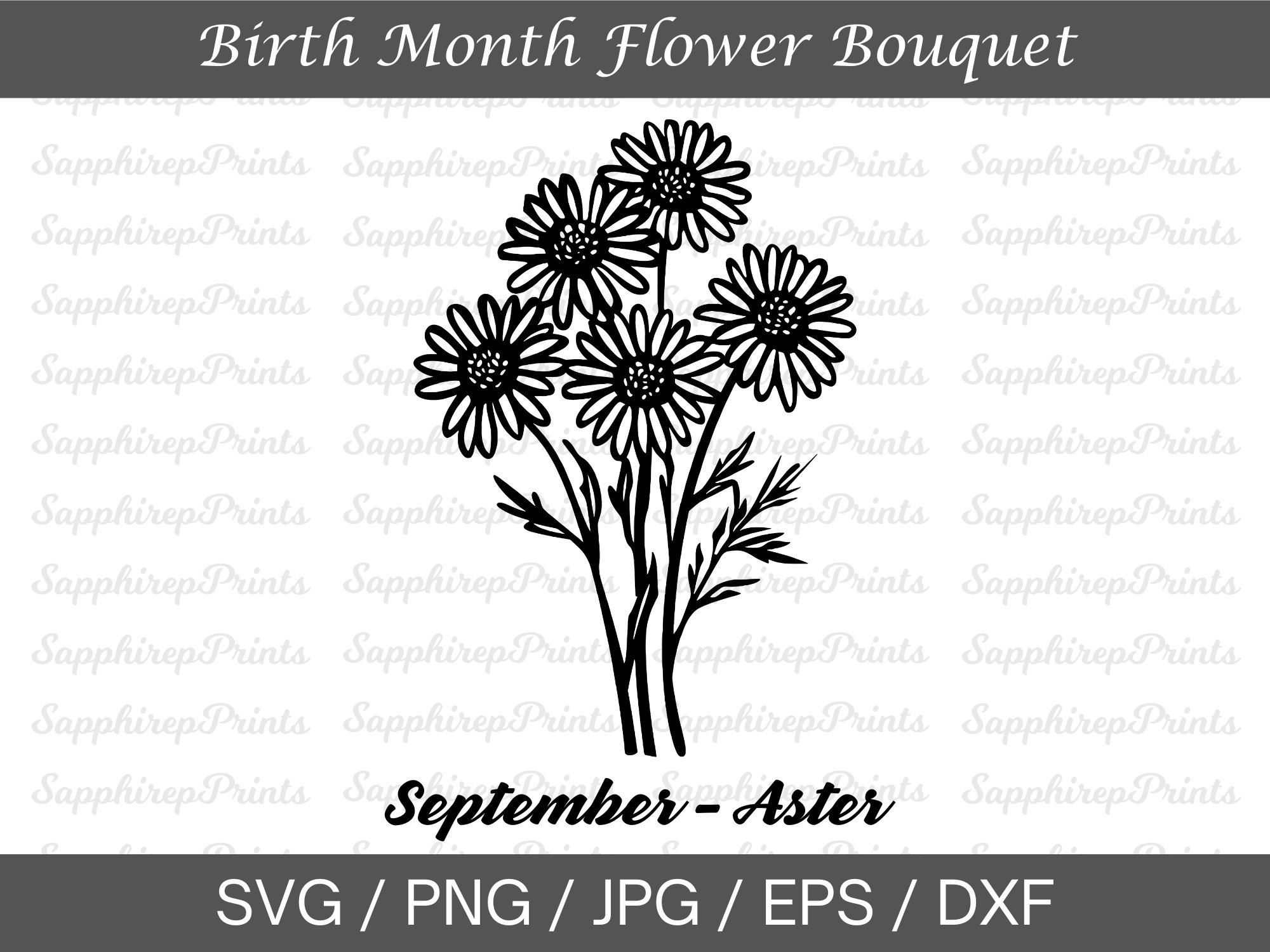 Birth Month Flower Bouquet Svg, Aster Flower Svg File for September ...