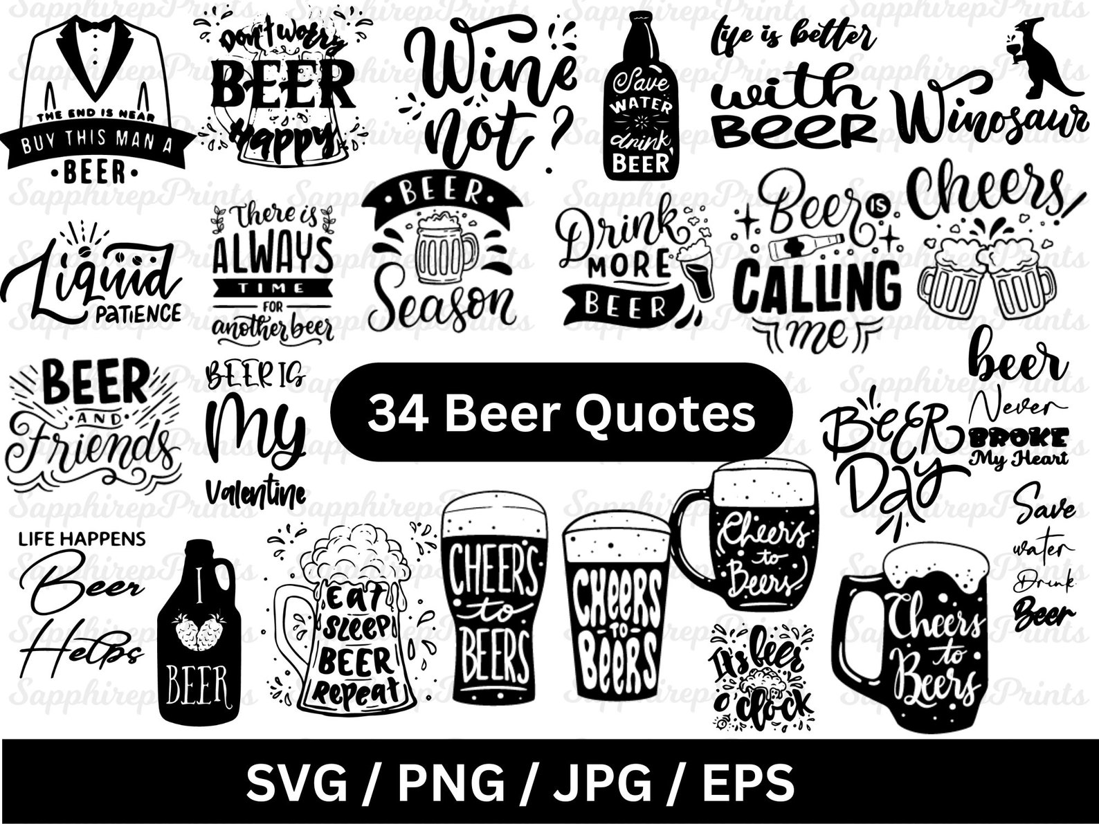Cheers to Beer Quotes SVG and PNG Bundle - Funny Sayings for Craft Beer ...
