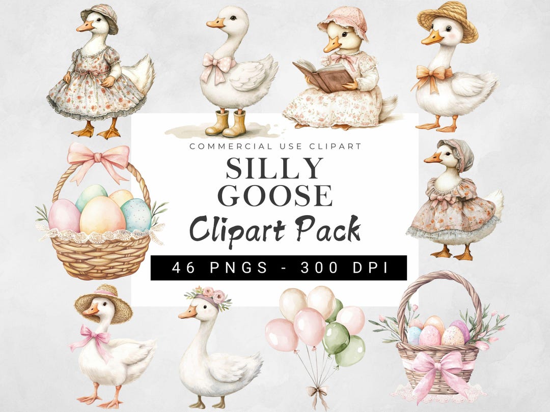 Silly Goose Clipart Bundle, Spring Silly Goose Png, Goose Birthday ...