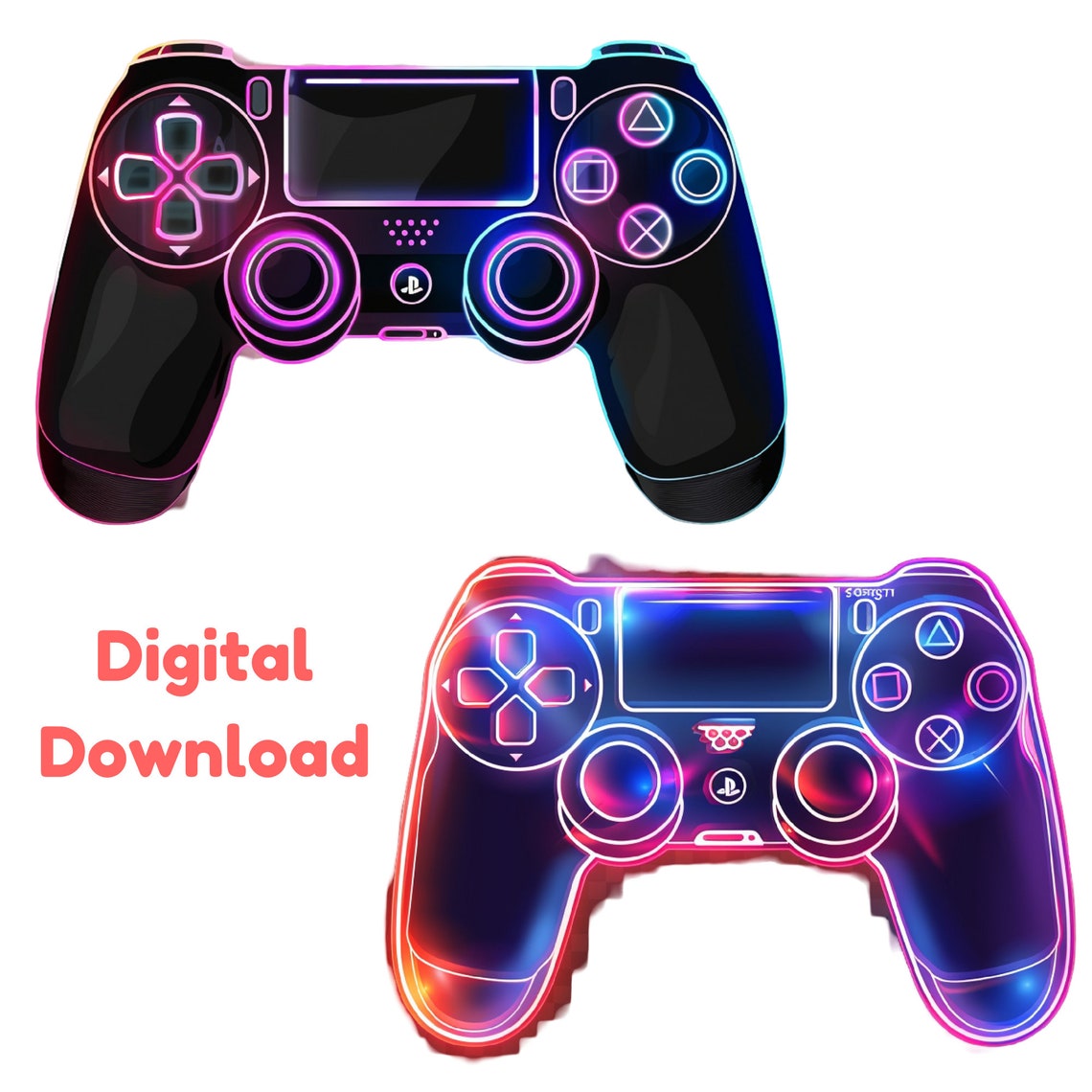 18 Game Controller Clipart, Neon Game Controller Png, Gamer Over Png ...