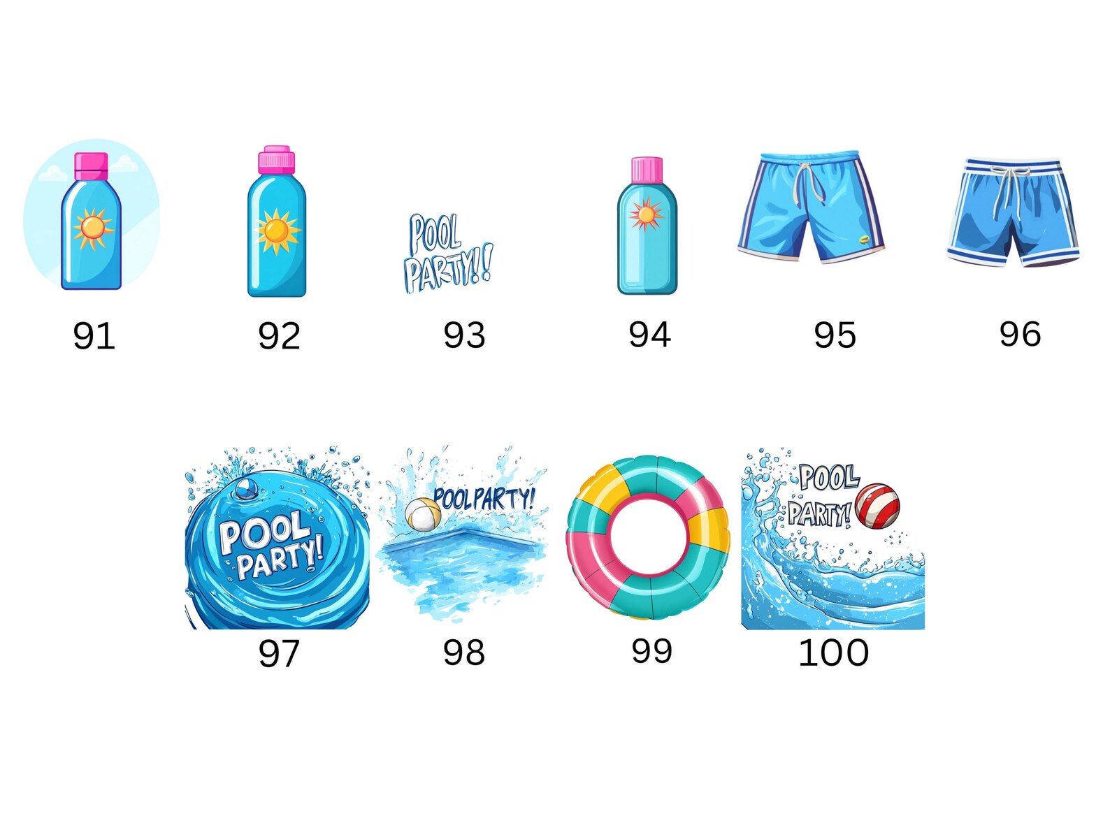 Summer Pool Party Clipart Bundle – Tropical Vacation Graphics, Beach ...