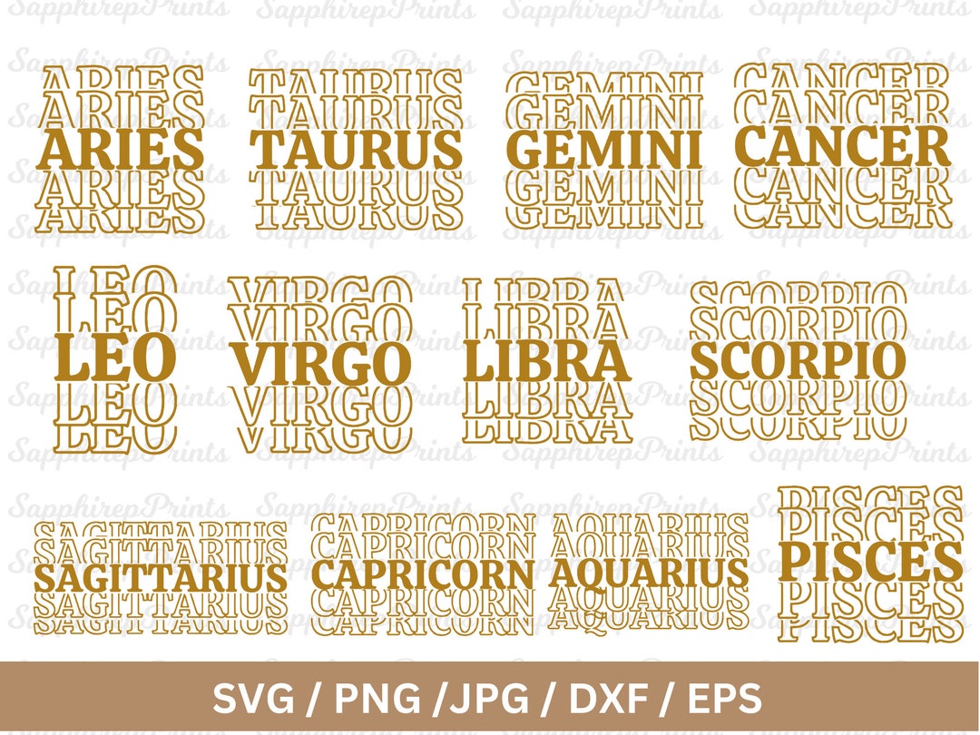 Zodiac Signs Svg Bundle, Astrology Signs Svg, Horoscope Svg ...