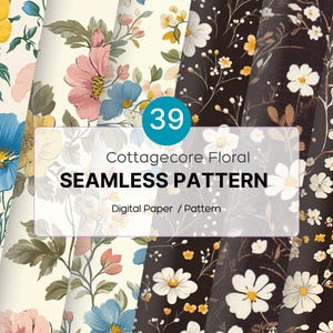 Cottagecore Floral Seamless Pattern, Boho Spring Summer Flowers ...