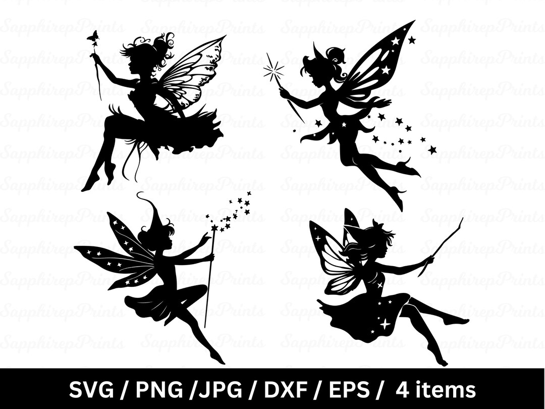 Silhouette Fairy Svg, Girl Fairy Svg, Fairy Svg Bundle, Princess Svg ...