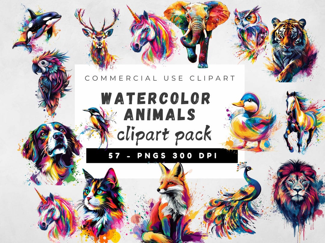 Watercolor Rainbow Animals Clipart, Colorful Animals Png, Rainbow ...