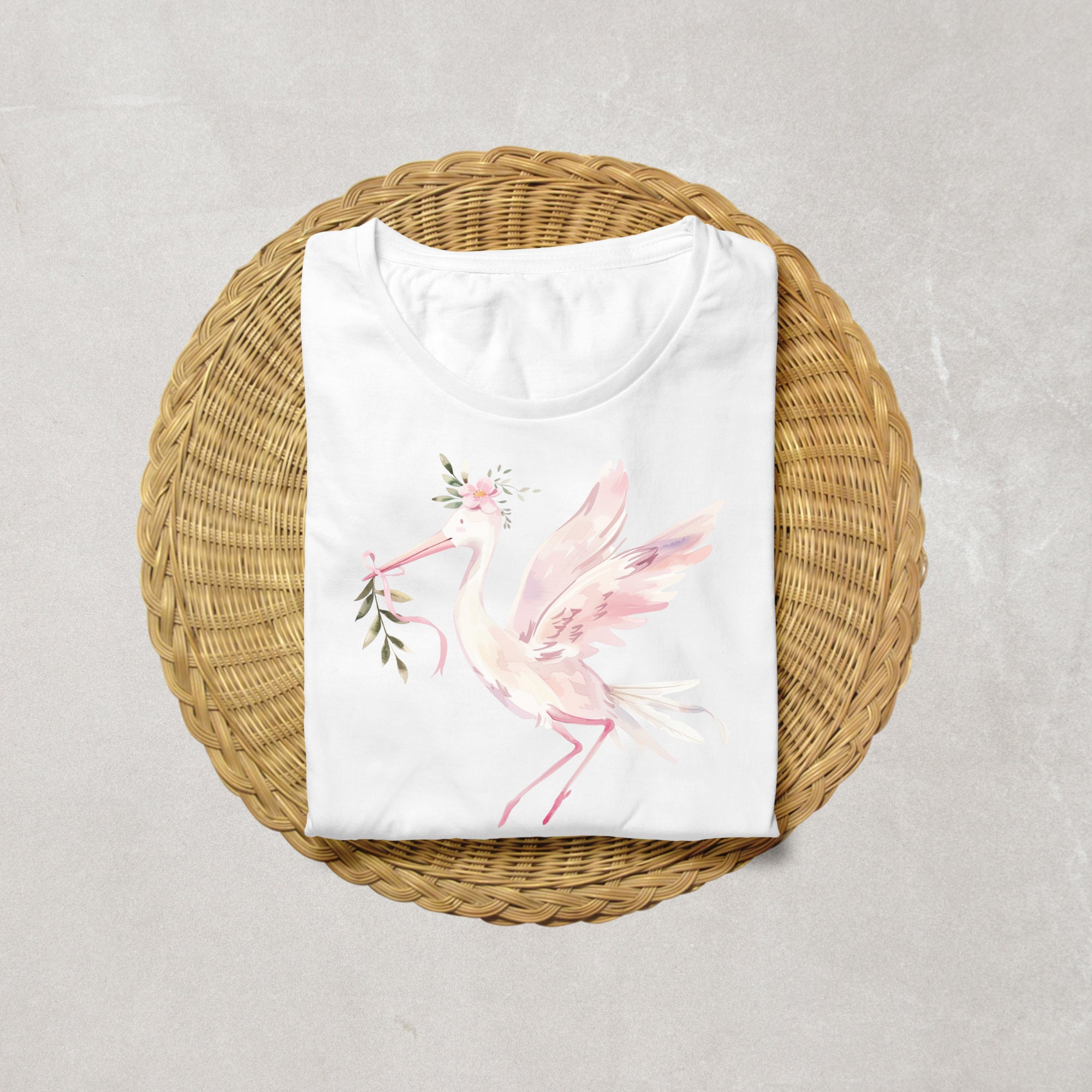 Pastel Pink Stork Clipart Bundle, 20 Transparent PNG Images, Adorable ...