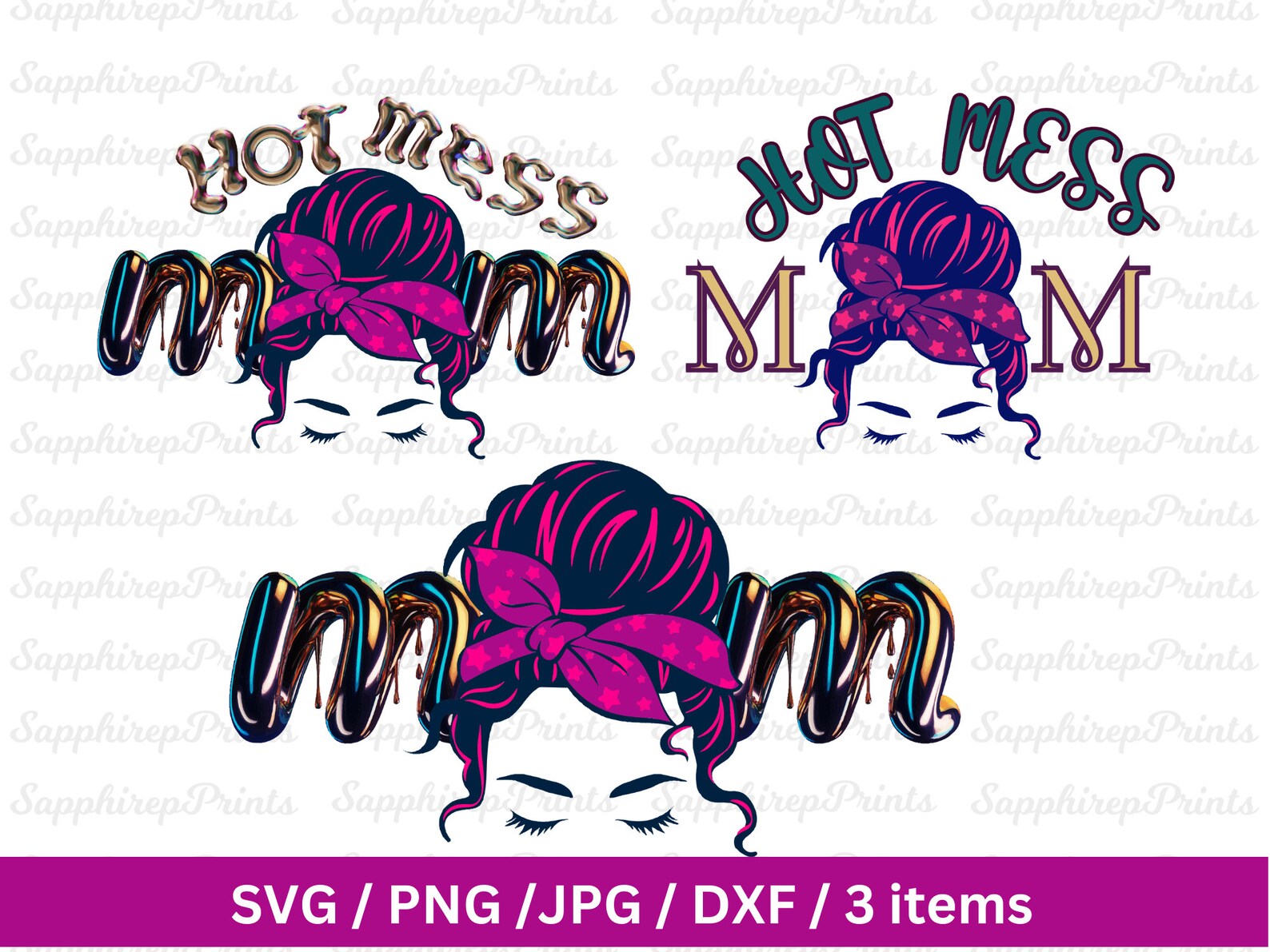 Hot Mess Mom Png Svg Bundle, Messy Bun Png Bundle, Mom Life Png Svg ...