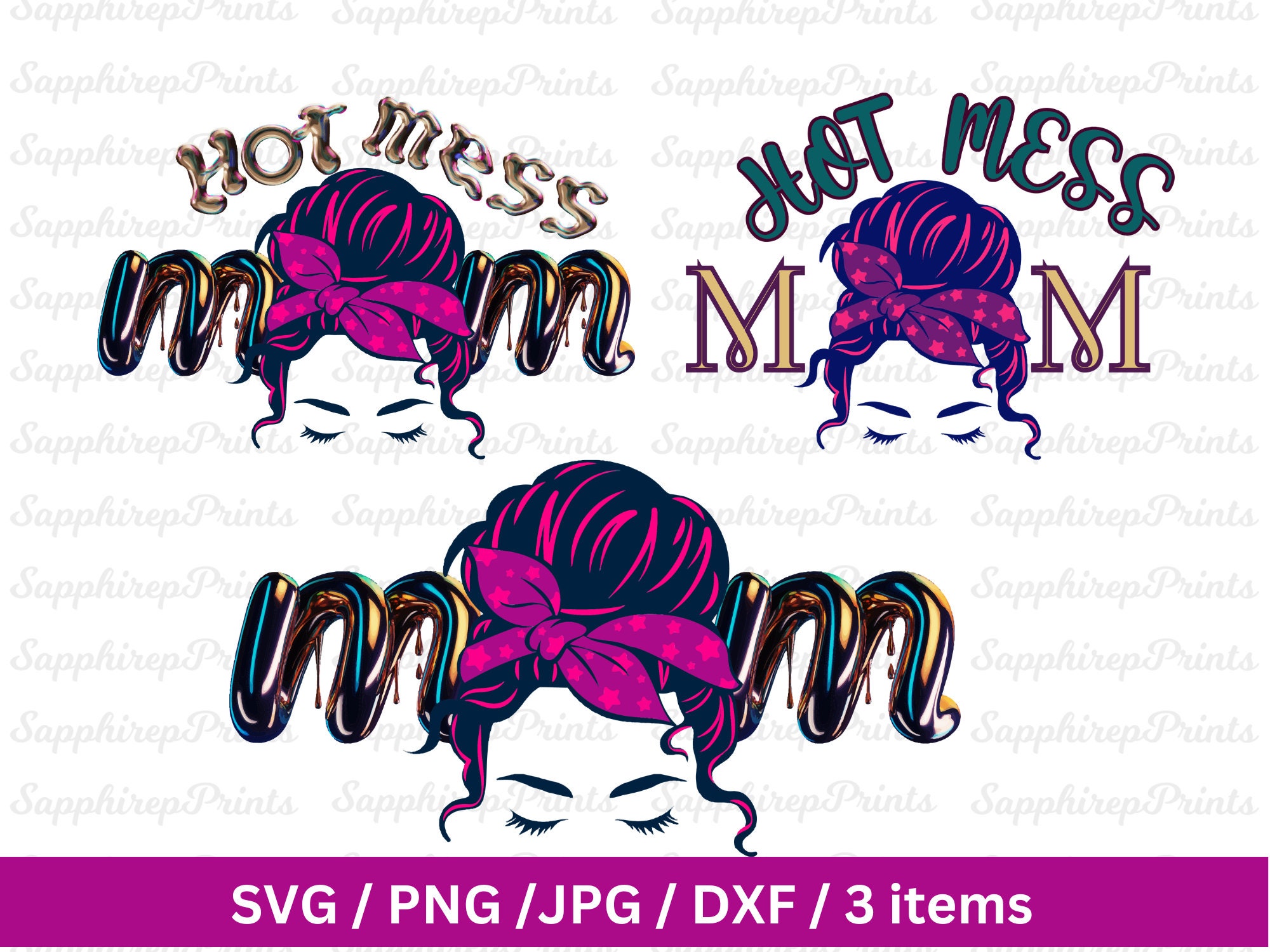 Hot Mess Mom Png Svg Bundle, Messy Bun Png Bundle, Mom Life Png Svg ...