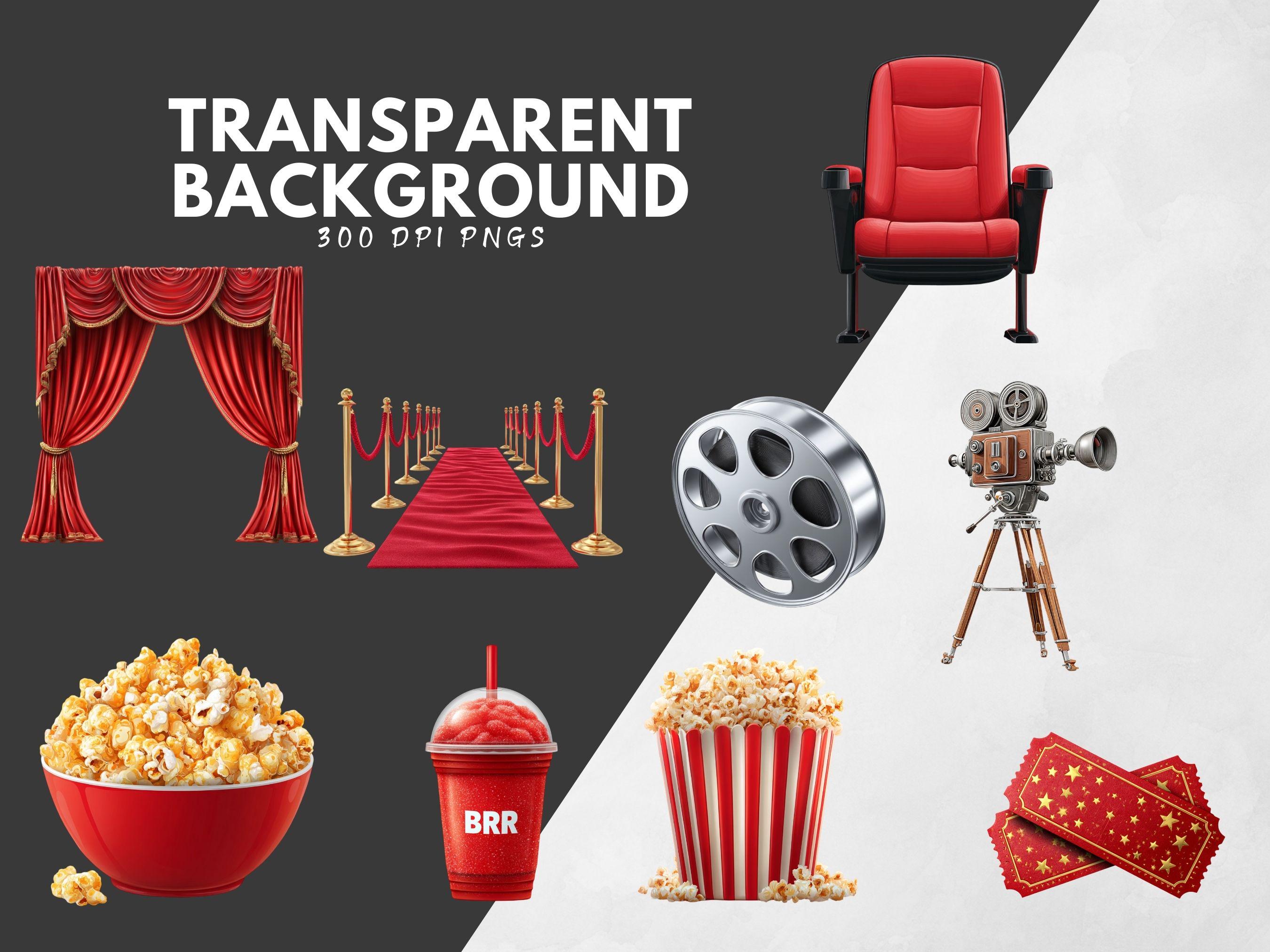 Movie Night Clipart Bundle | Cinema & Theater Illustrations | Popcorn ...