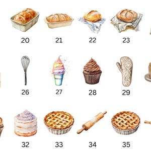 Watercolor Baking Clipart Bundle, Baking Graphics Illustration, Cupcake ...