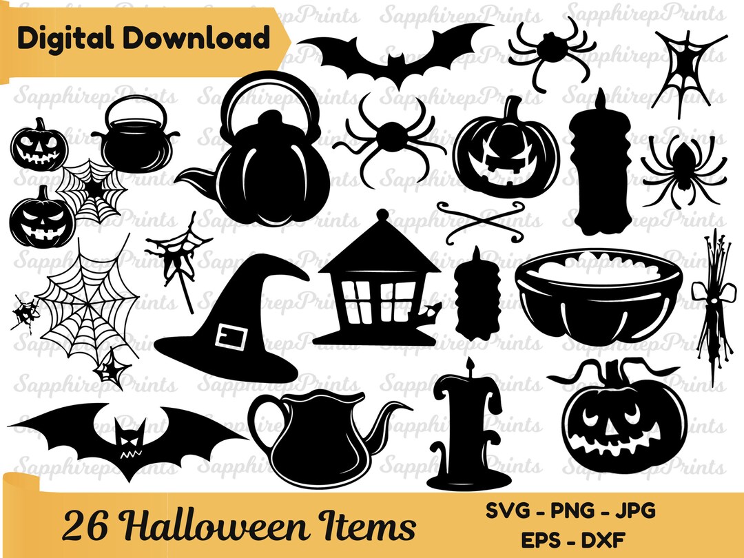 Halloween SVG Bundle | Cauldron, Ghost, Witch, Spider Web & Ornaments ...