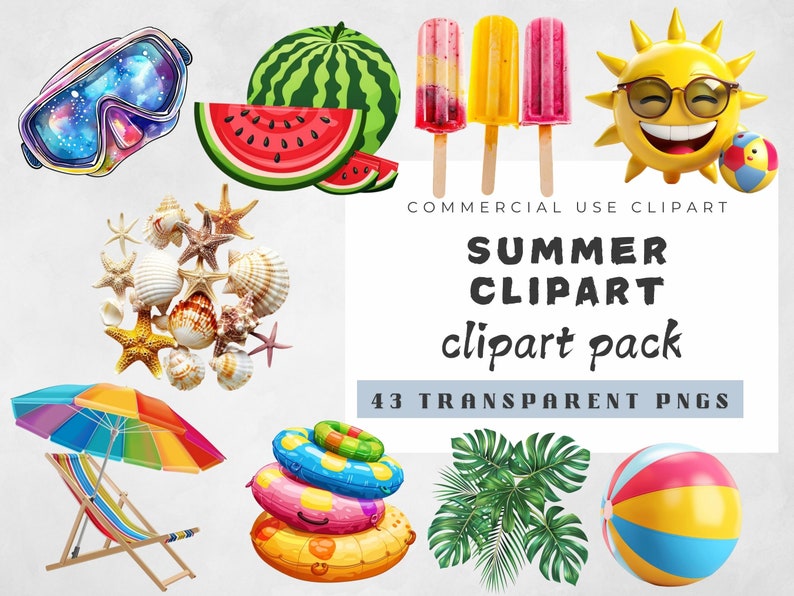 Summer Party Clipart PNG, Cute Pool Party Clipart Bundle, Beach Party ...