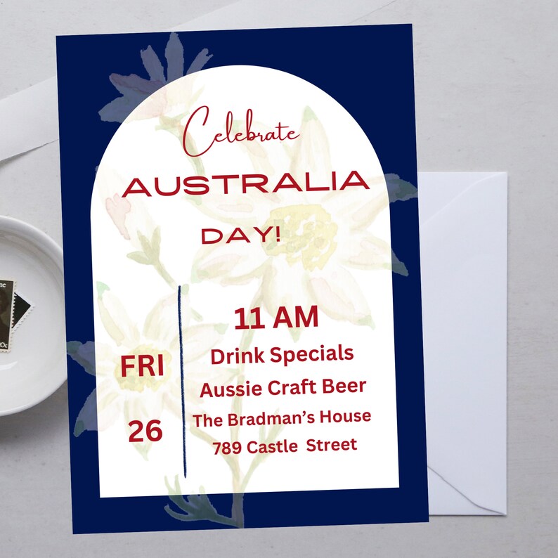 Editable Australia Day Invitation Template, Printable Australia Day ...