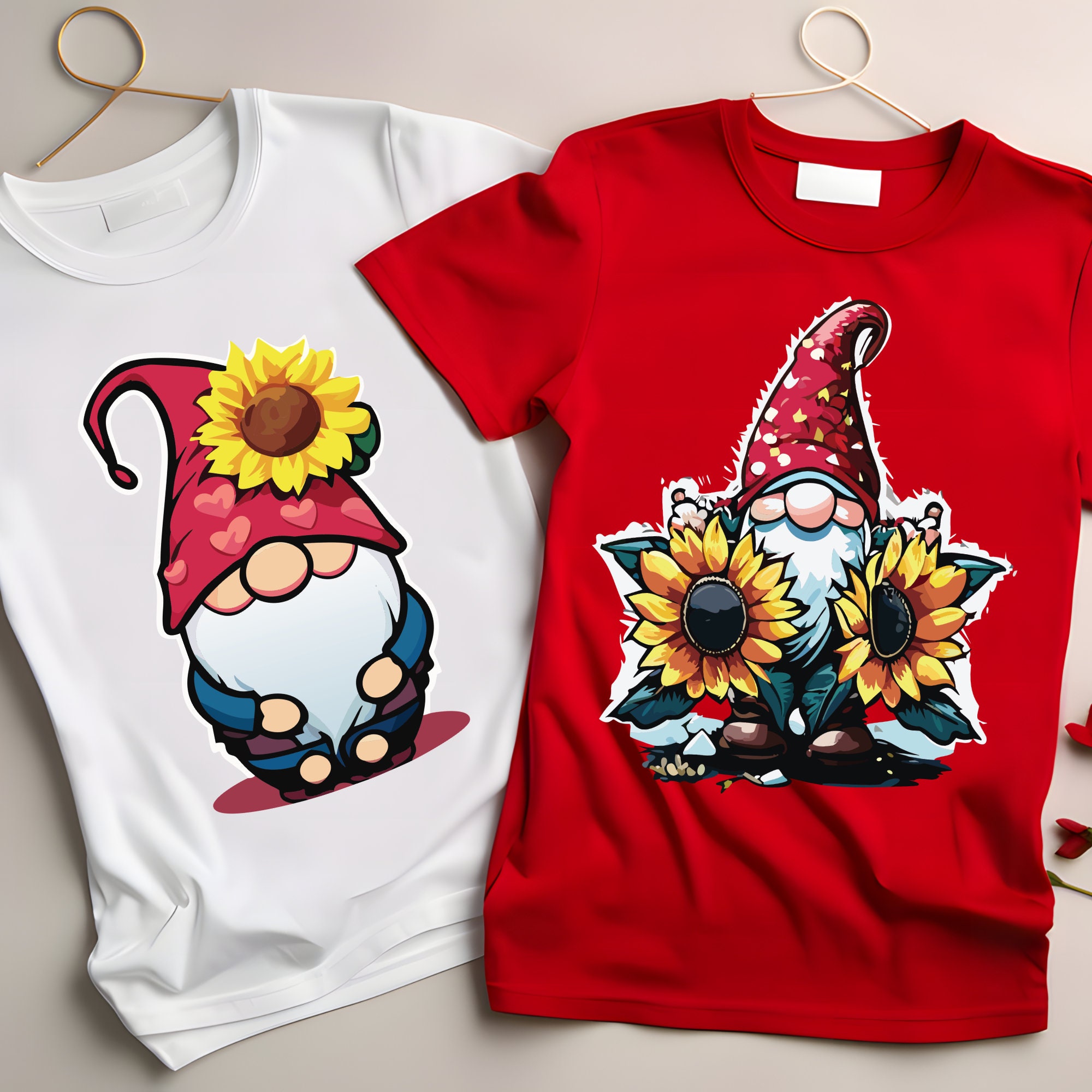 6 Sunflower Gnomes Svg Bundle, Gnomes With Sunflower Svg Bundle, Spring ...