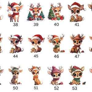 Cute Reindeer Clipart Bundle, Christmas Deer PNG, Watercolor Santa ...