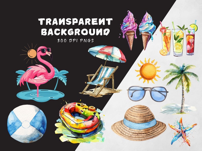 Pool Party Clipart Bundle, Summer Party Clipart PNG, Beach Party ...