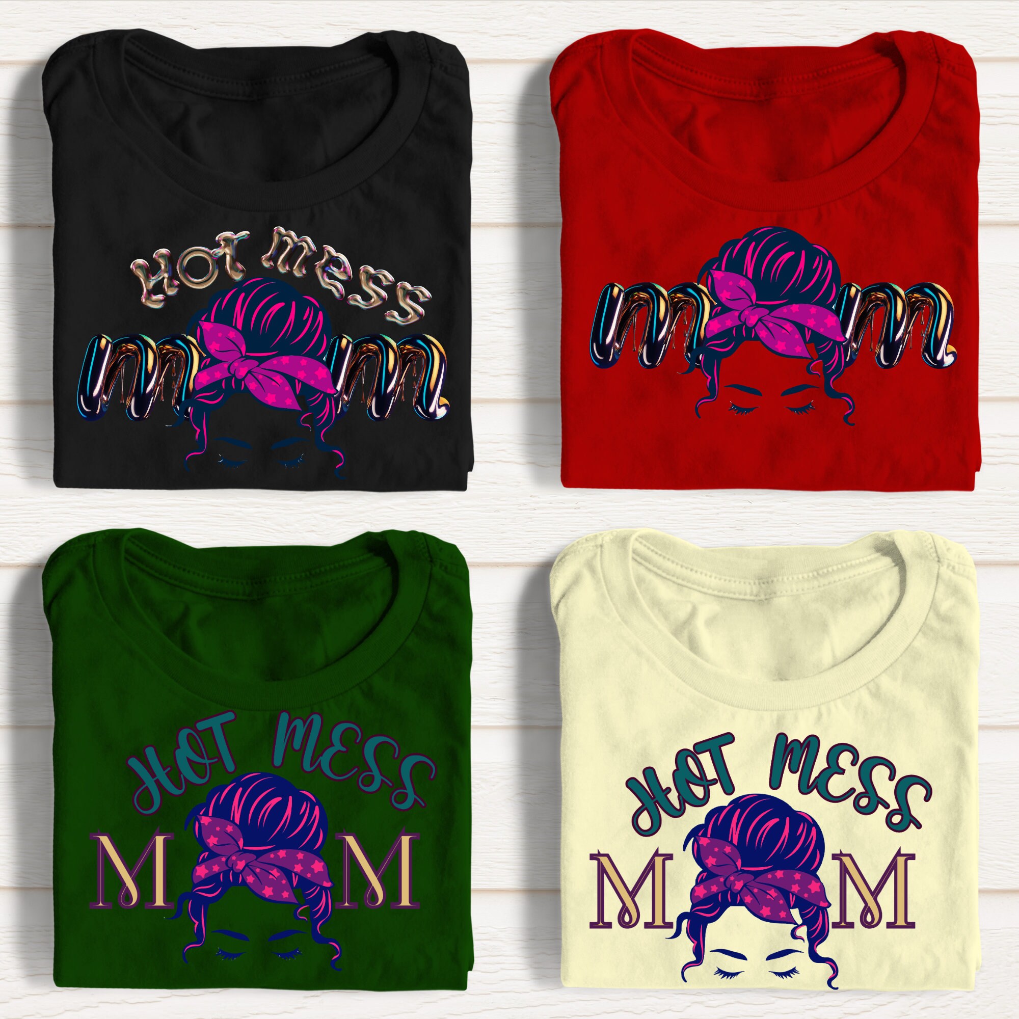 Hot Mess Mom Png Svg Bundle, Messy Bun Png Bundle, Mom Life Png Svg ...