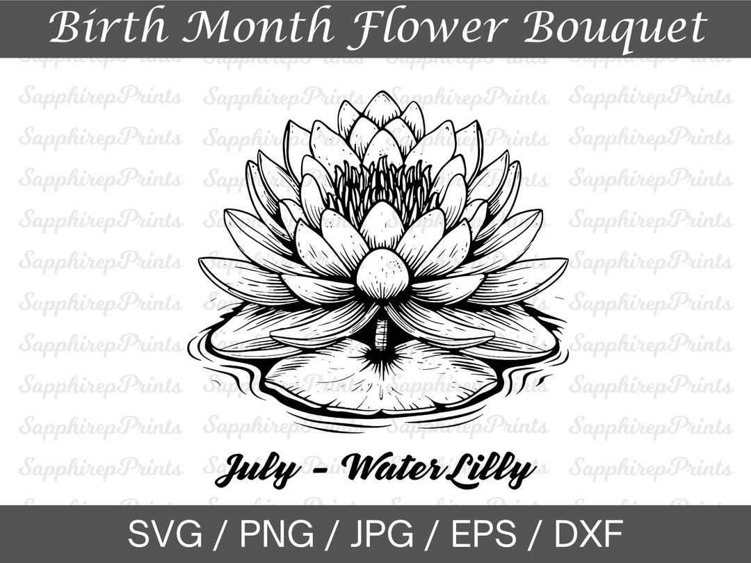 Water Lily Svg, July Birth Flower, Birth Month Flower Bouquet Svg ...