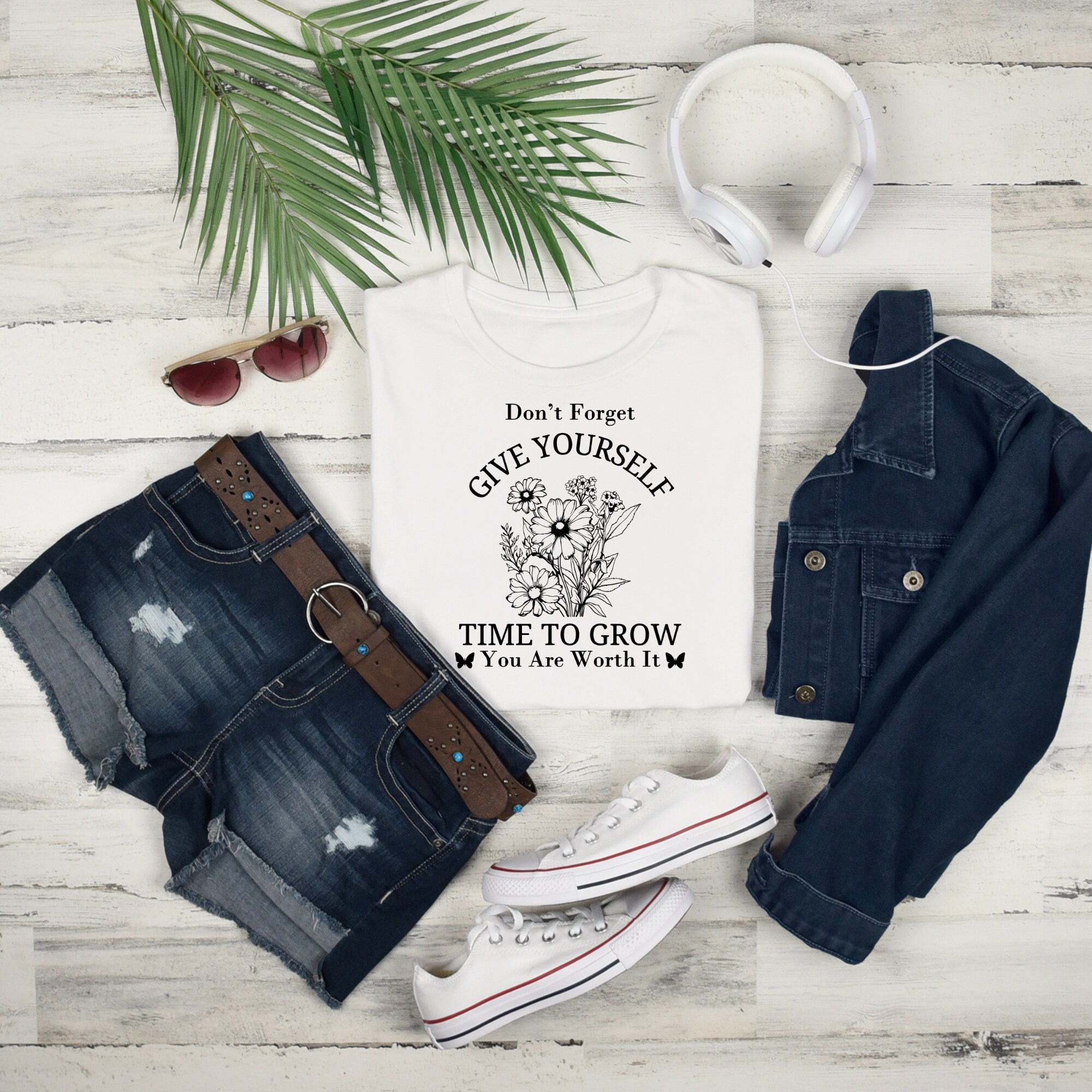 Floral Svg, Boho Svg, Spring Svg, Front Pocket Svg, Give Yourself Time ...