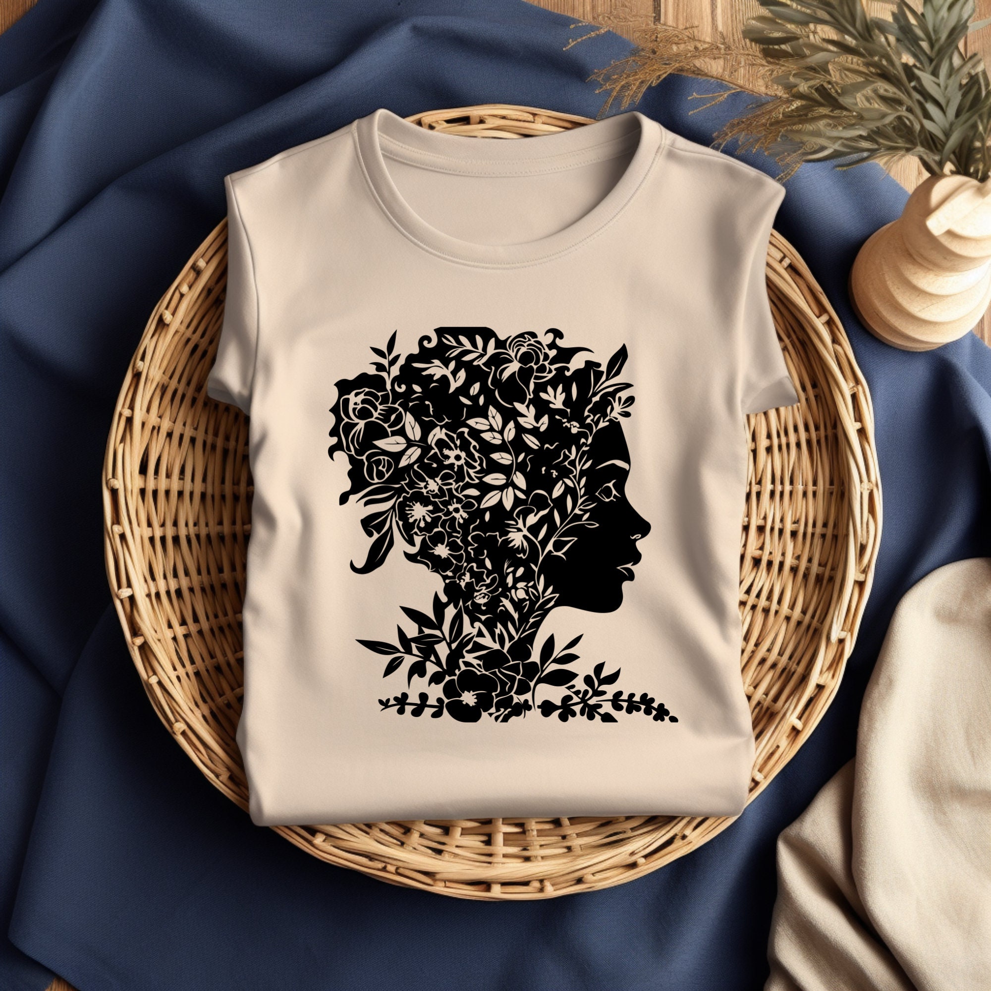 Woman Face With Flowers Svg, Floral Lady Svg, Flowers in Hair Svg ...
