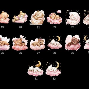 Sleepy Bear Clipart, Cute Teddy Bear Moon, Baby Bear Clipart, Teddy ...