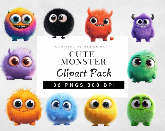 Monsters Clipart Set / Graphics Bundle / PNG Files / Stickers for Kid ...