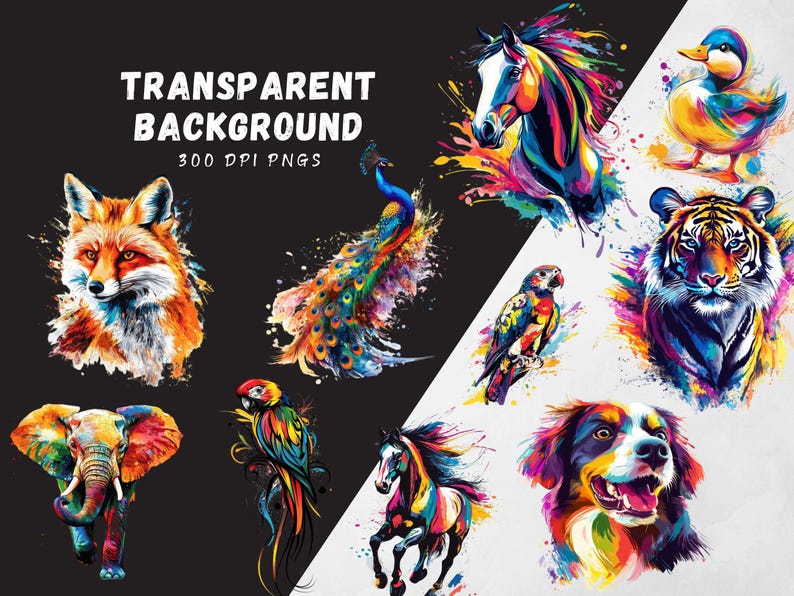 Watercolor Rainbow Animals Clipart, Colorful Animals Png, Rainbow ...