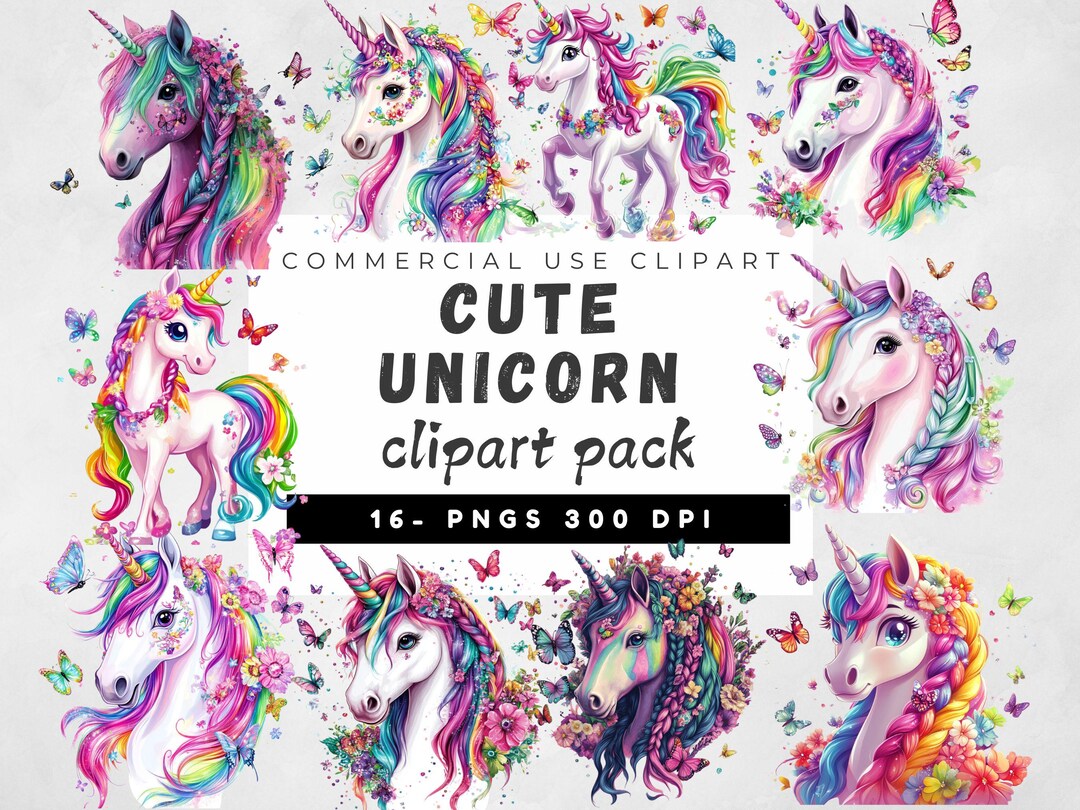 Cute Unicorn PNG, Floral Unicorn Clipart, Rainbow Unicorn Clipart ...