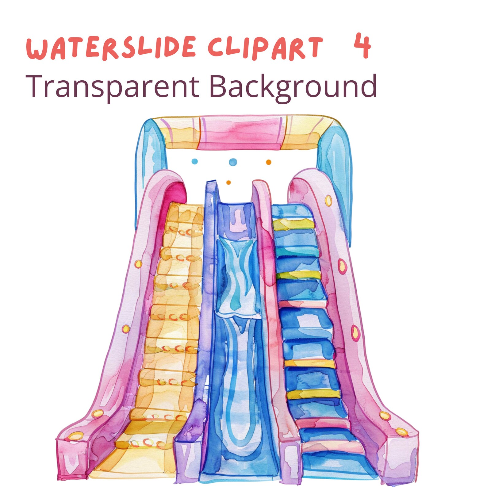 Watercolor Water Slide Clipart Bundle, Watercolor Waterslide Png, Water ...