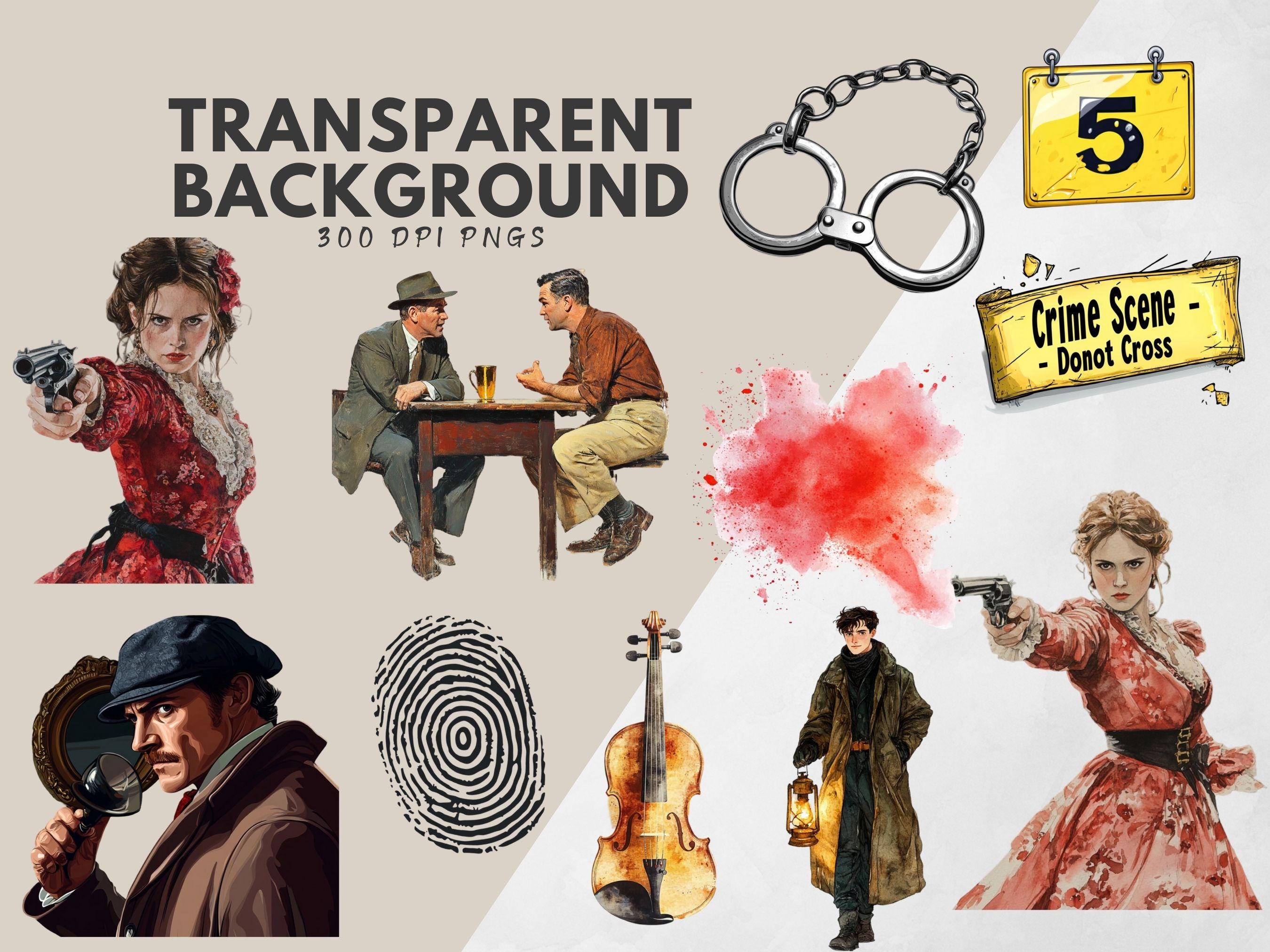Crime Scene Clipart Bundle, Detective Tools Clipart, Blood Splatter Png ...