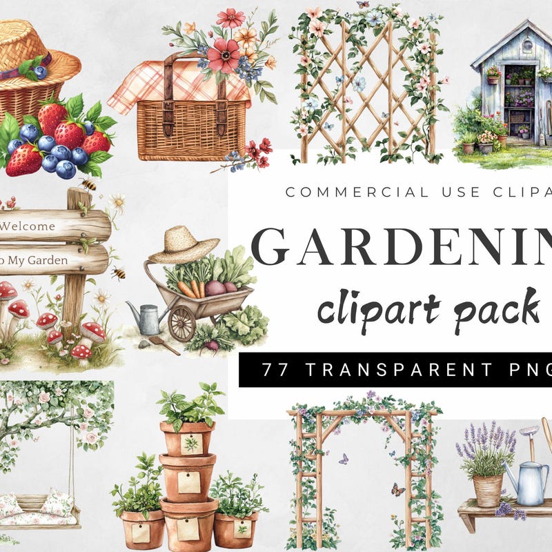 Gardening Clipart - Etsy