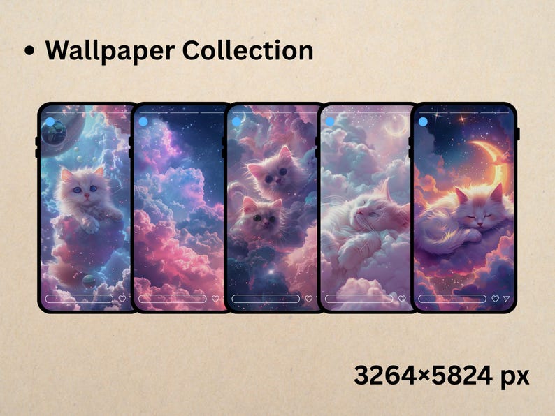 Cat Wallpaper Bundle | Dreamy Cloud Cat Backgrounds for Phone, Tablet ...