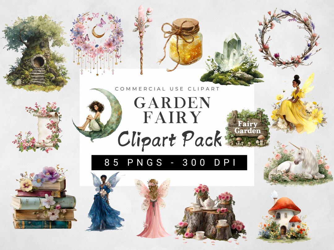 Garden Fairy Clipart Bundle, Fairycore PNG Set, Magical Forest ...